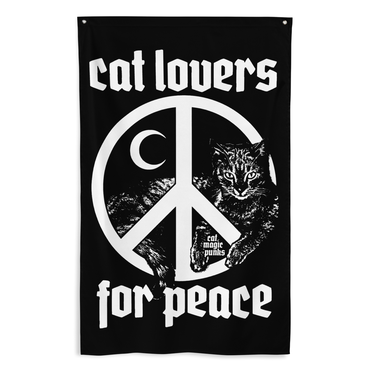 CAT LOVERS FOR PEACE Sign Flag – Cat Magic Punks
